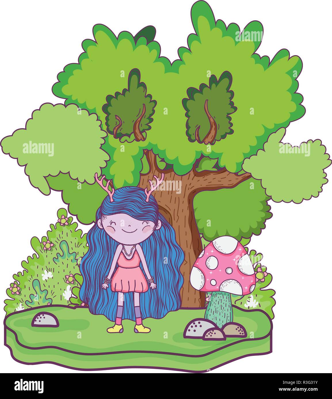 cute little fairy with tree character Stock Vector Image & Art - Alamy
