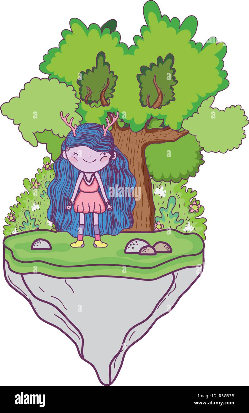 cute little fairy with tree character Stock Vector Image & Art - Alamy