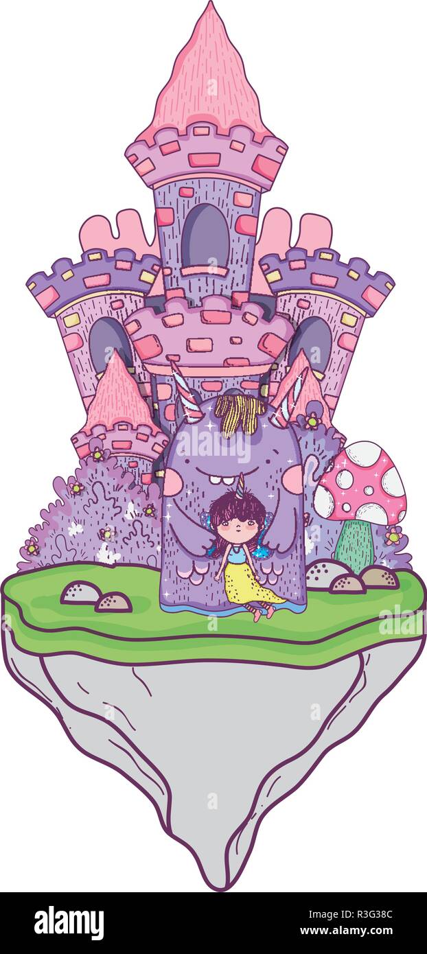 little fairy with monster in the castle Stock Vector Image & Art - Alamy