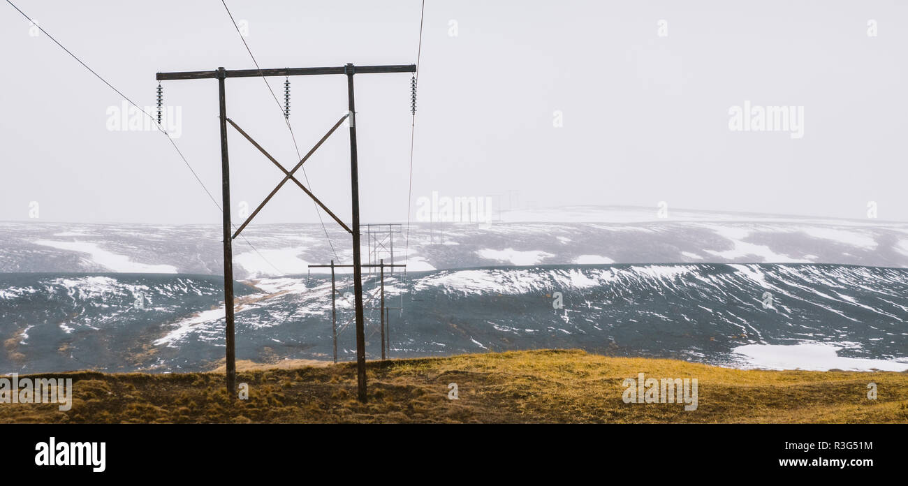Icelandic landscapes full of green grass, sea and blue sky Stock Photo ...
