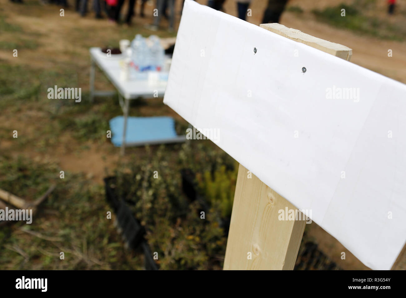 Blank poster in the field to fill Stock Photo - Alamy