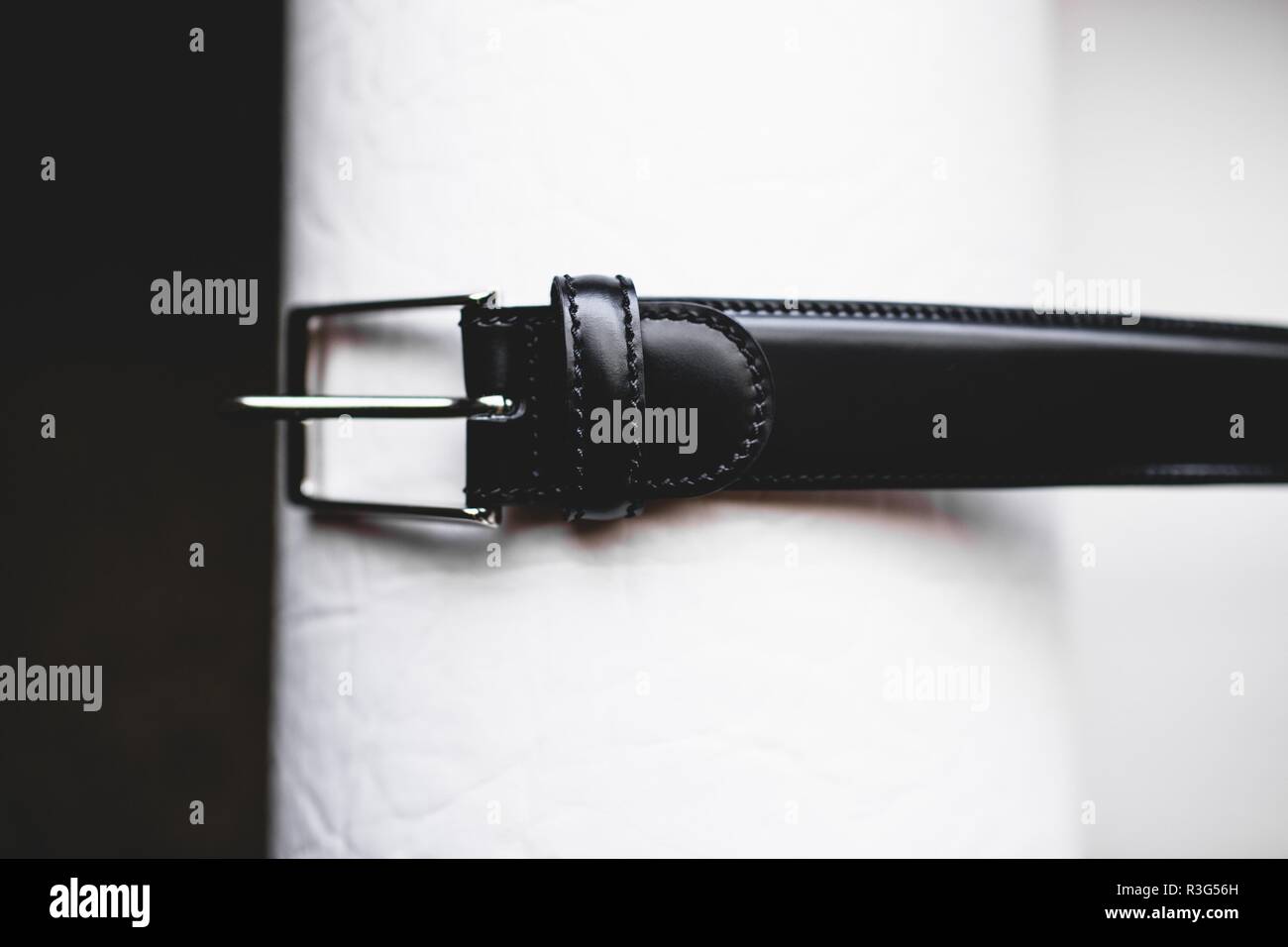 Black elegant business man belt Stock Photo - Alamy