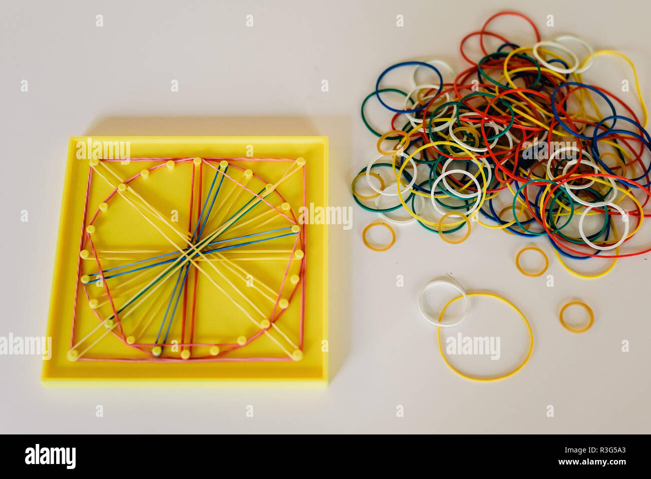 Geometry and mathematics materials in a Montessori classroom Stock ...
