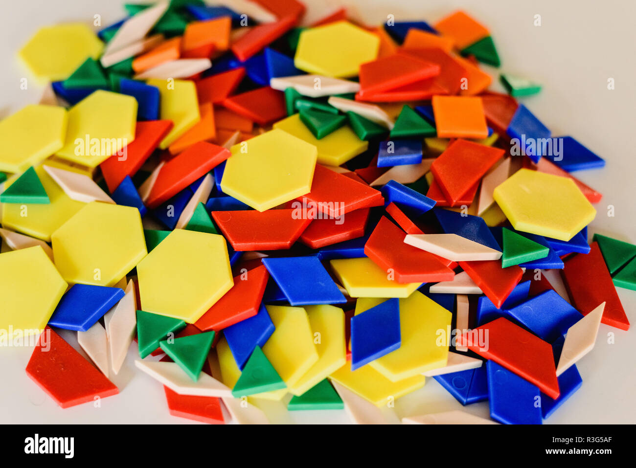 Geometry and mathematics materials in a Montessori classroom Stock ...