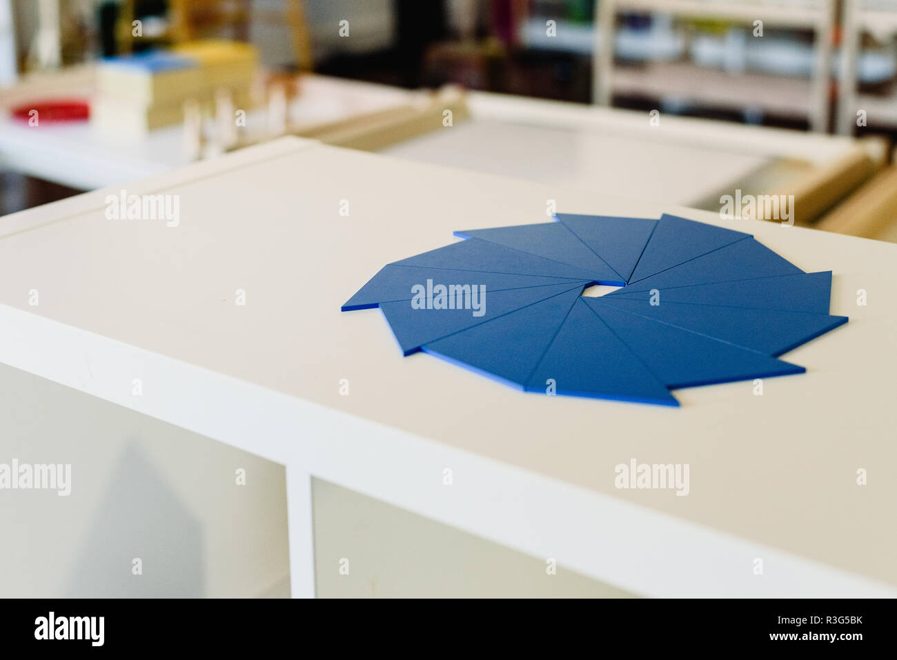 Geometry and mathematics materials in a Montessori classroom Stock ...