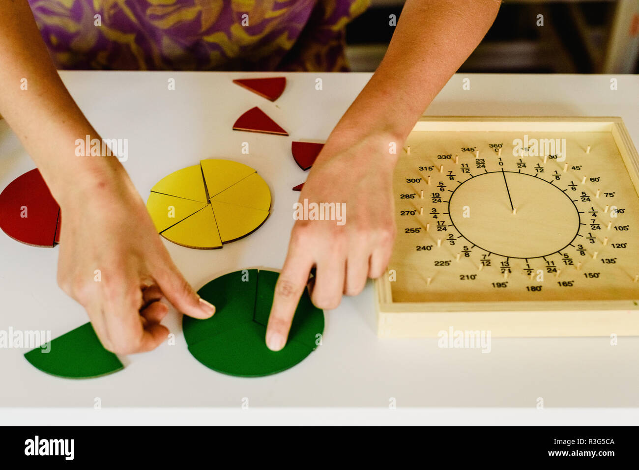 Geometry and mathematics materials in a Montessori classroom Stock ...