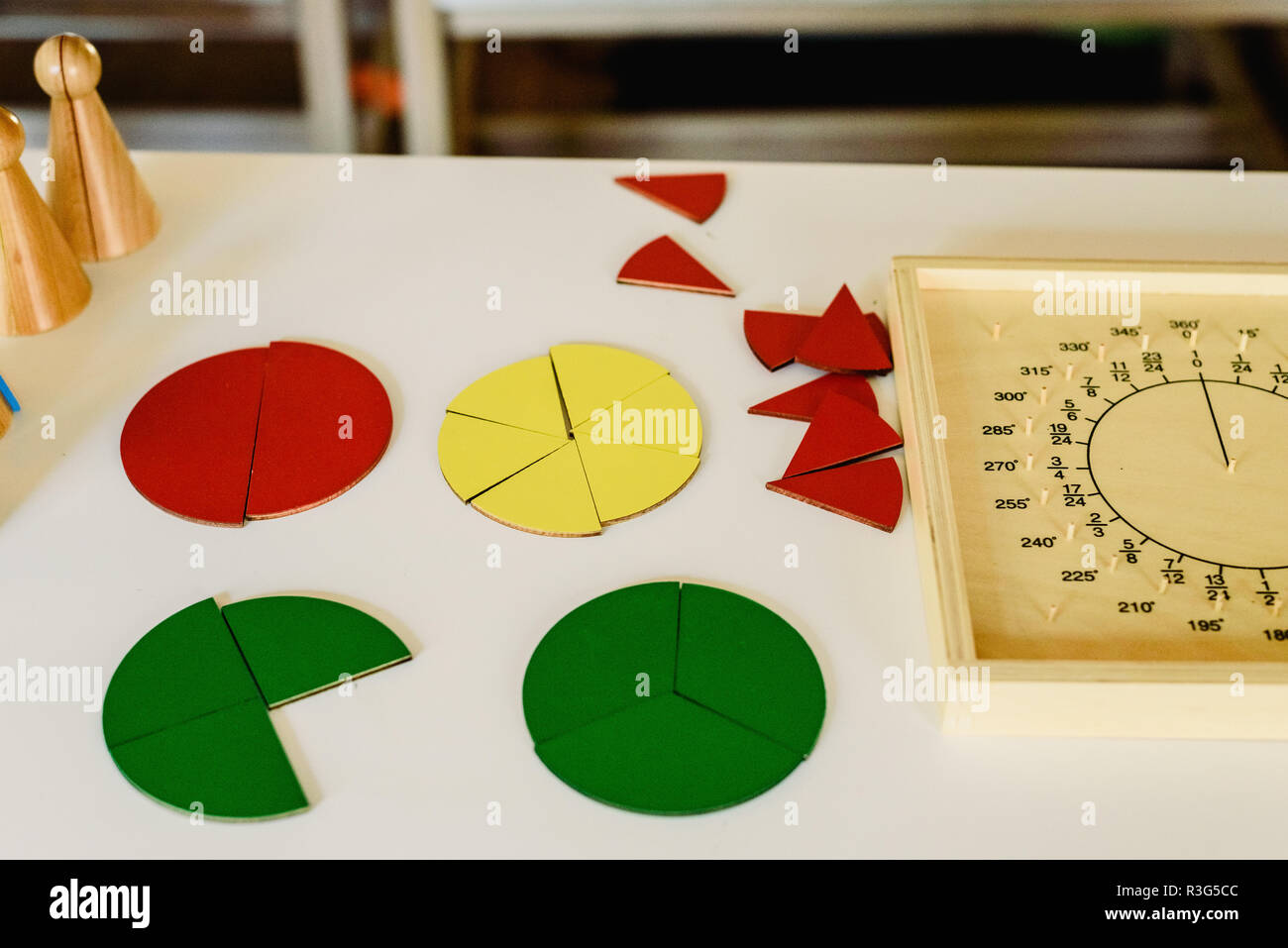 Geometry and mathematics materials in a Montessori classroom Stock ...