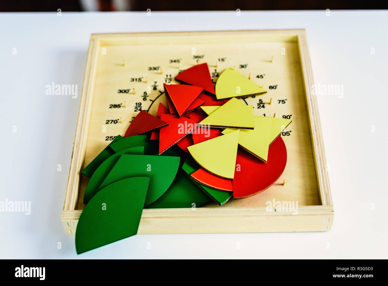 Geometry and mathematics materials in a Montessori classroom Stock ...