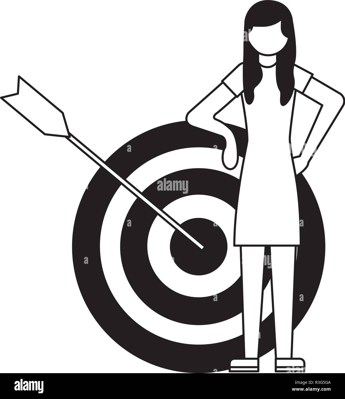 woman standing near target marketing vector illustration Stock Vector ...
