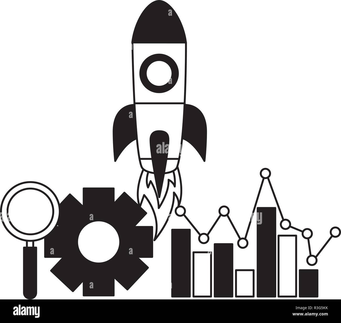 computer rocket analysis chart search engine optimization vector ...