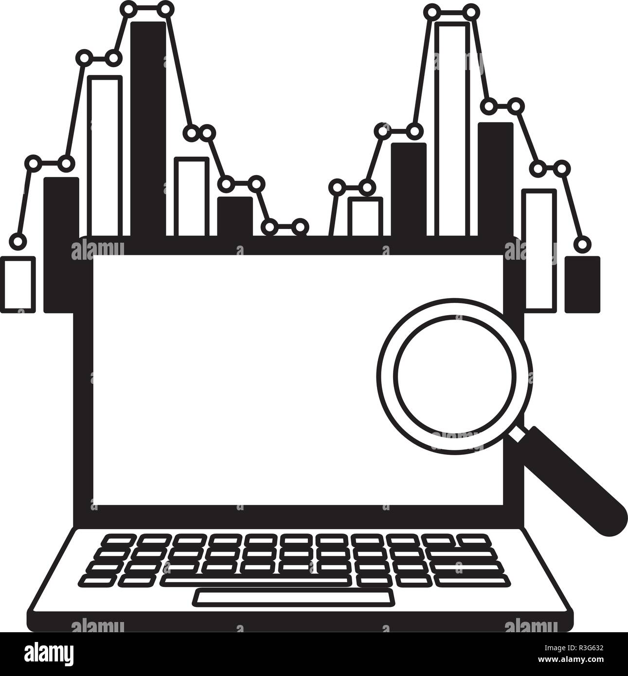 laptop analysis chart search engine optimization vector illustration ...