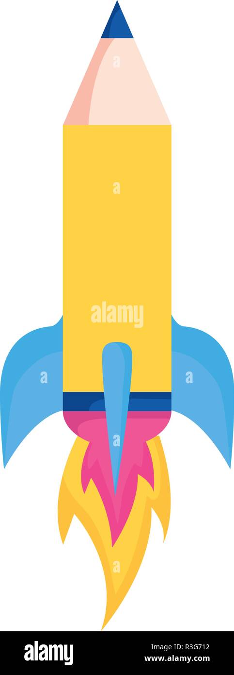 pencil rocket education on white background vector illustration Stock ...