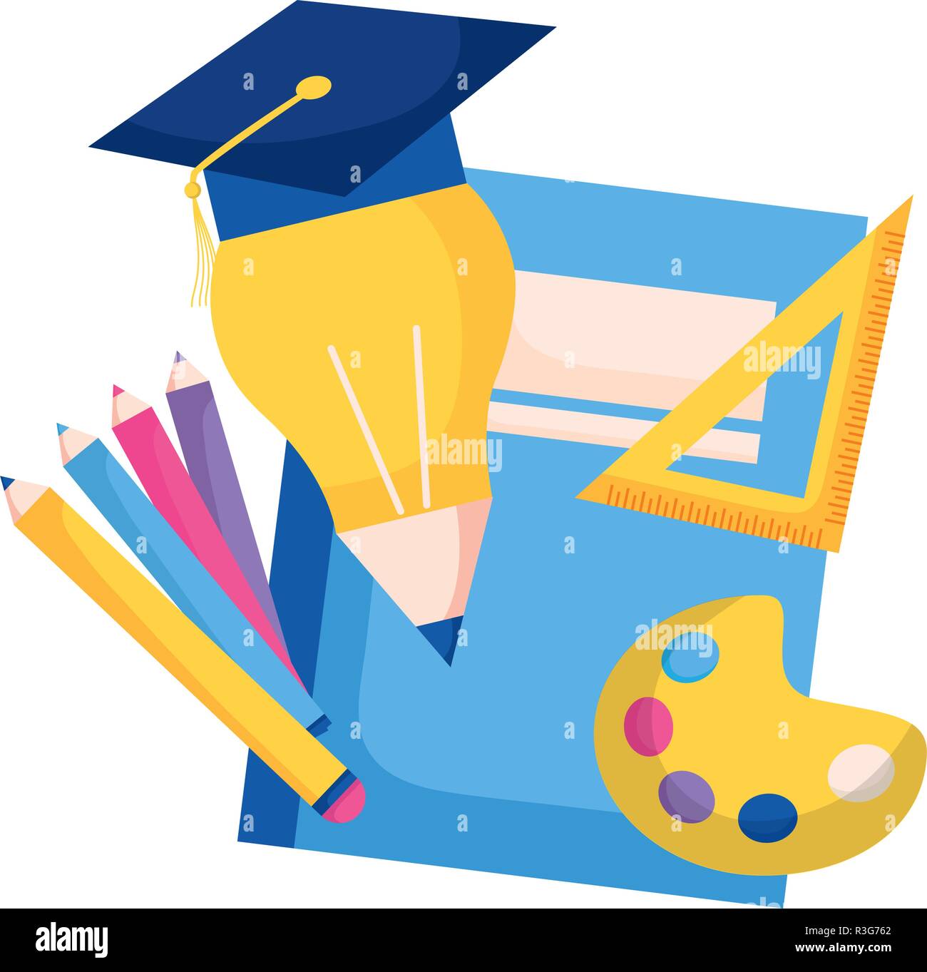 book pencil ruler education school vector illustration Stock Vector ...