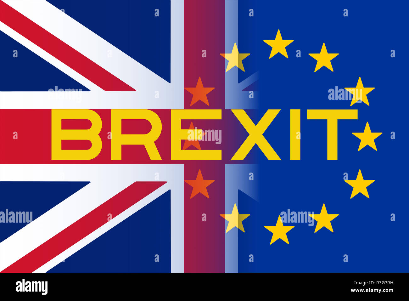 European Union and British Union Jack flag Brexit theme illustration ...