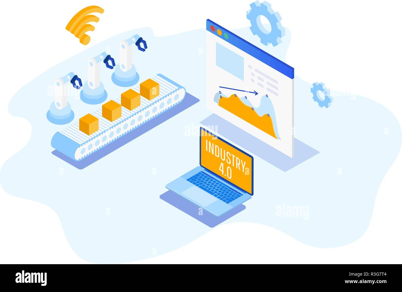 Isometric Factory automation, Industry 4.0, Internet of Things, Vector ...