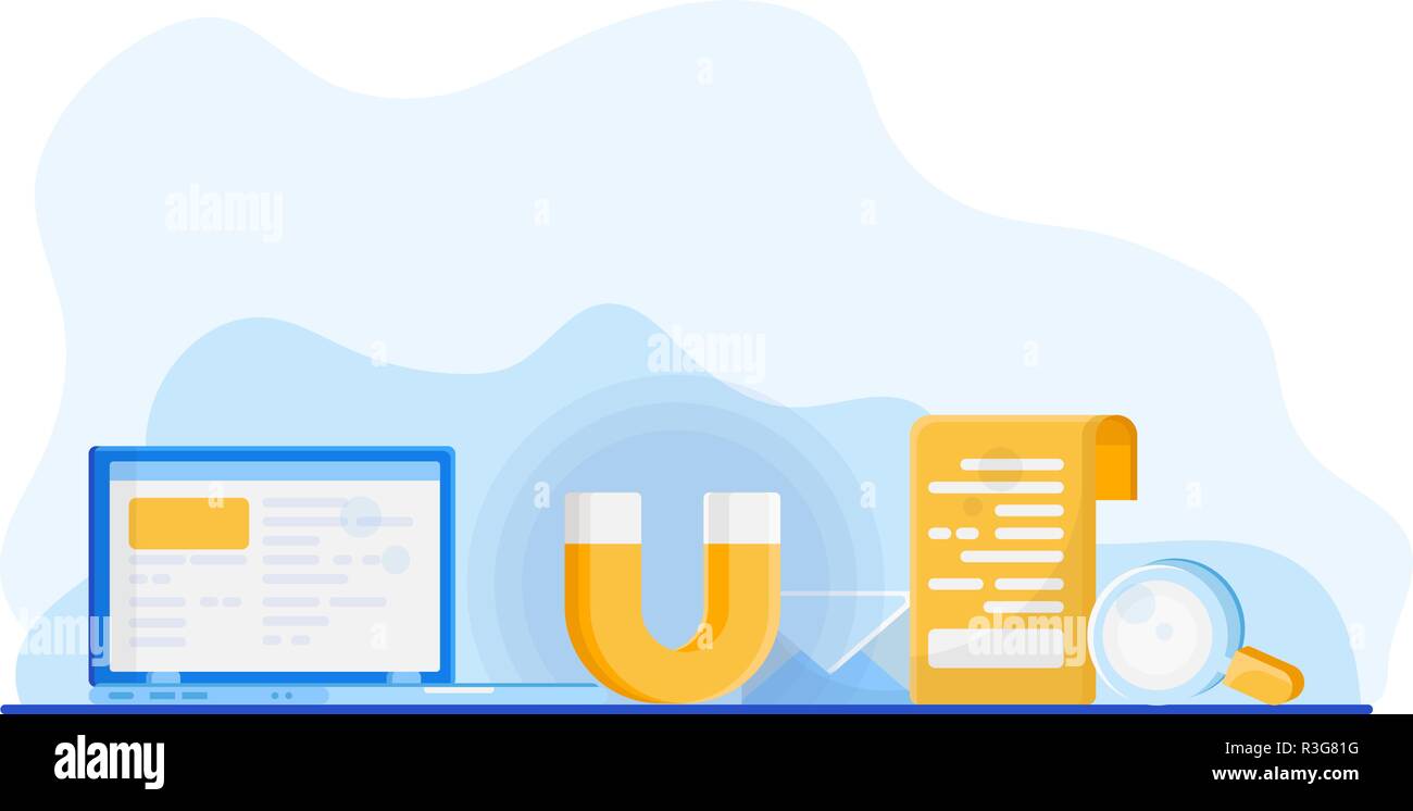 Digital inbound marketing. Vector ultraviolet illustration of ...