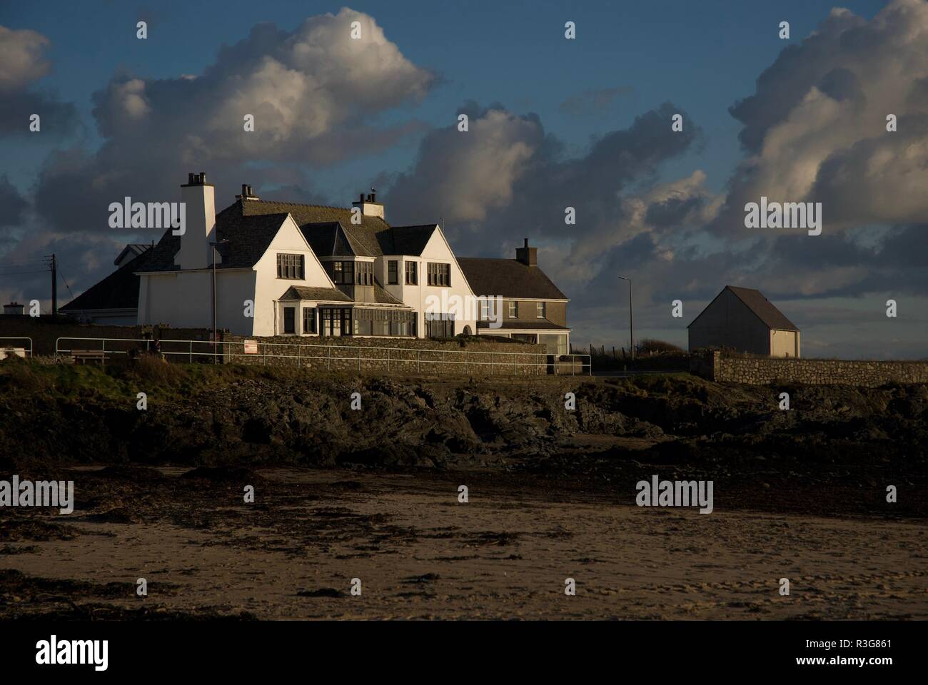 Beach front property, Rhosneigr, Anglesey, North Wales, UK Stock Photo ...