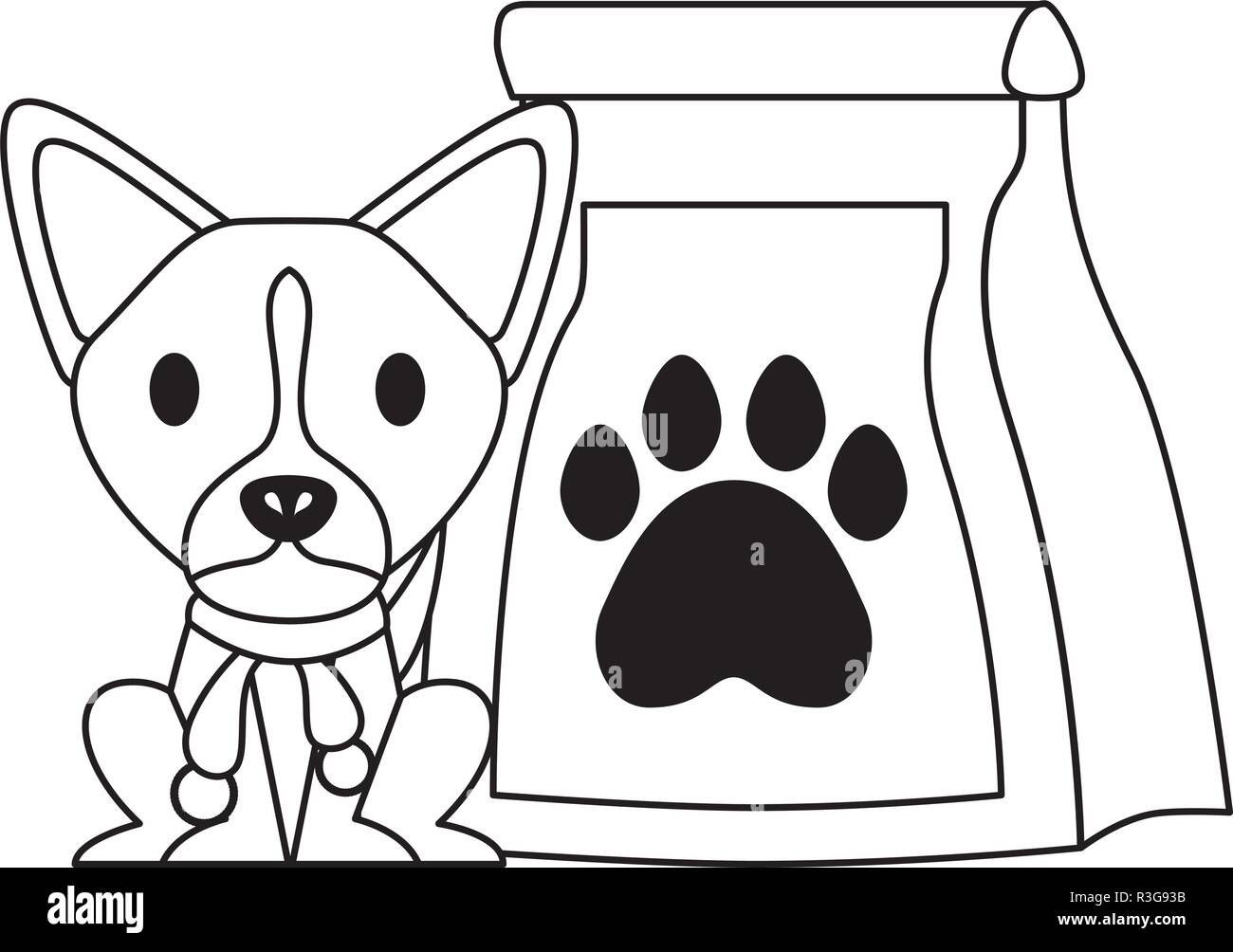 cute pet dog with food bag vector illustration Stock Vector Image & Art ...