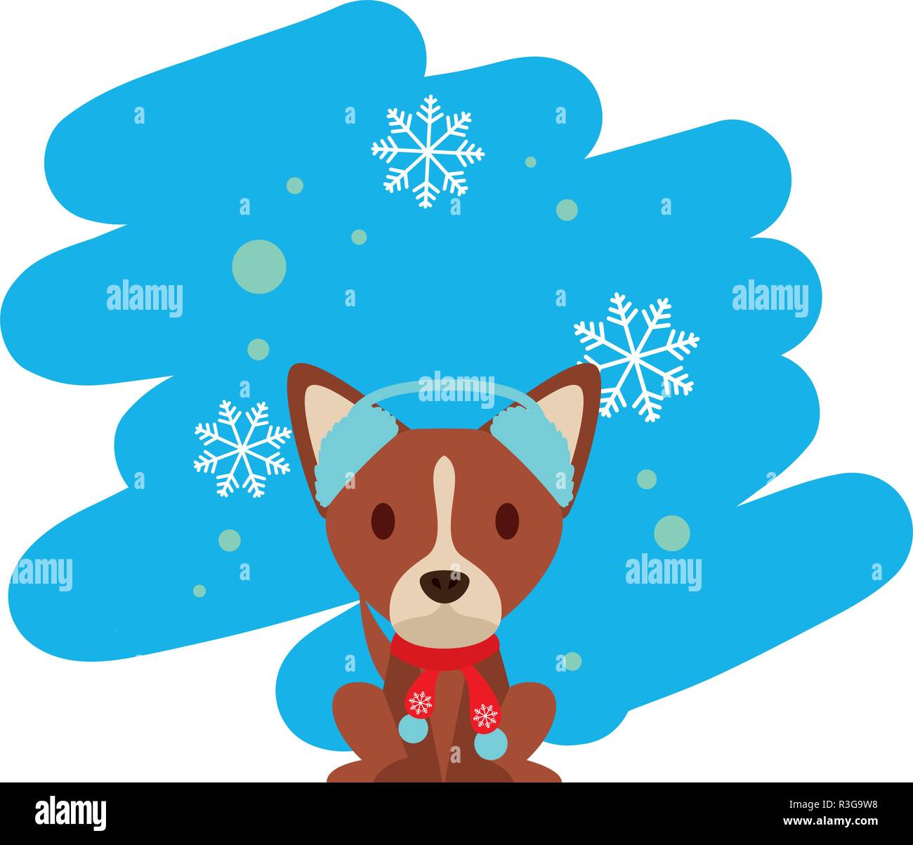 dog snowflake winter clothes christmas vector illustration vector ...