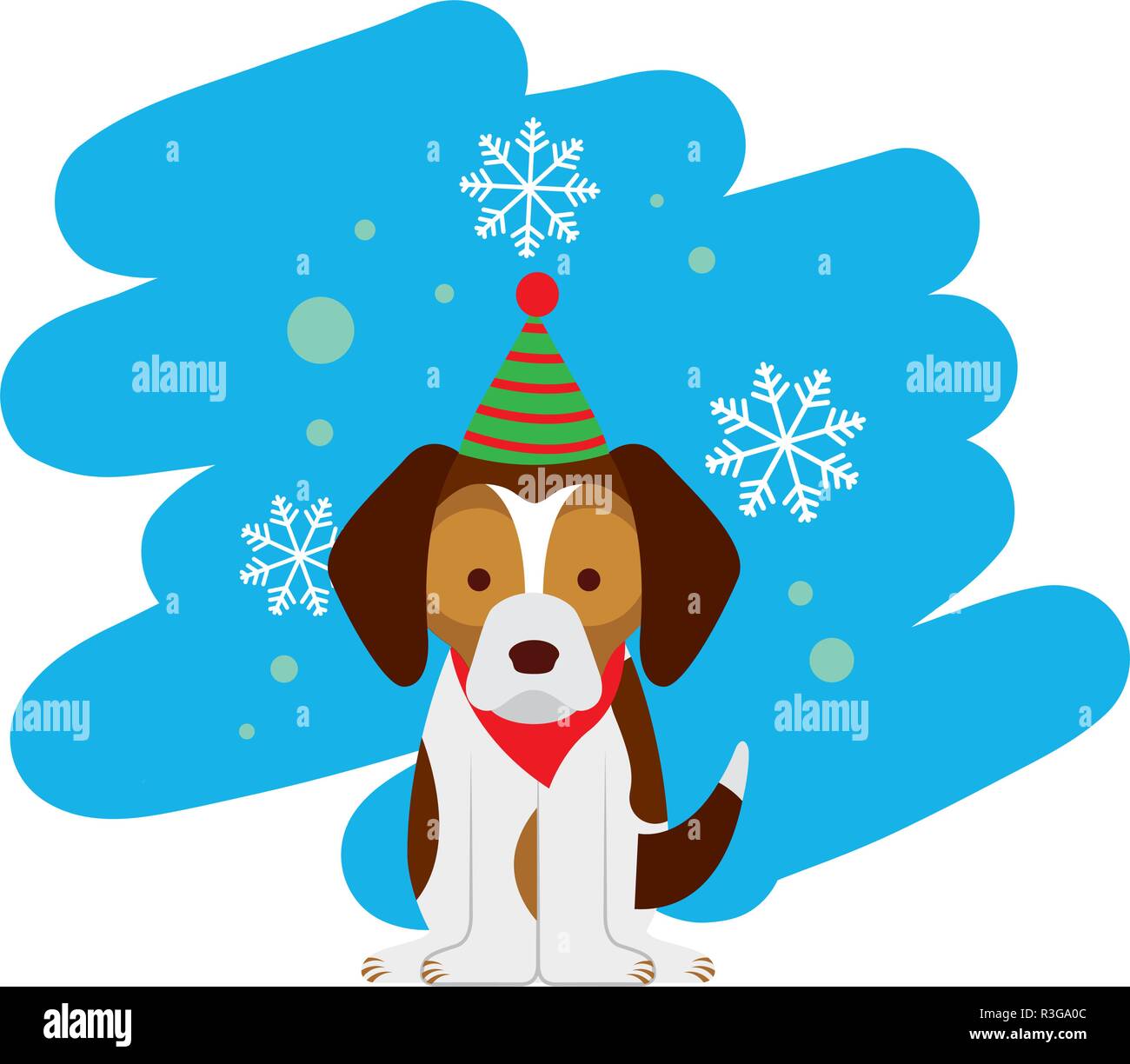 dog snowflake winter clothes christmas vector illustration vector ...
