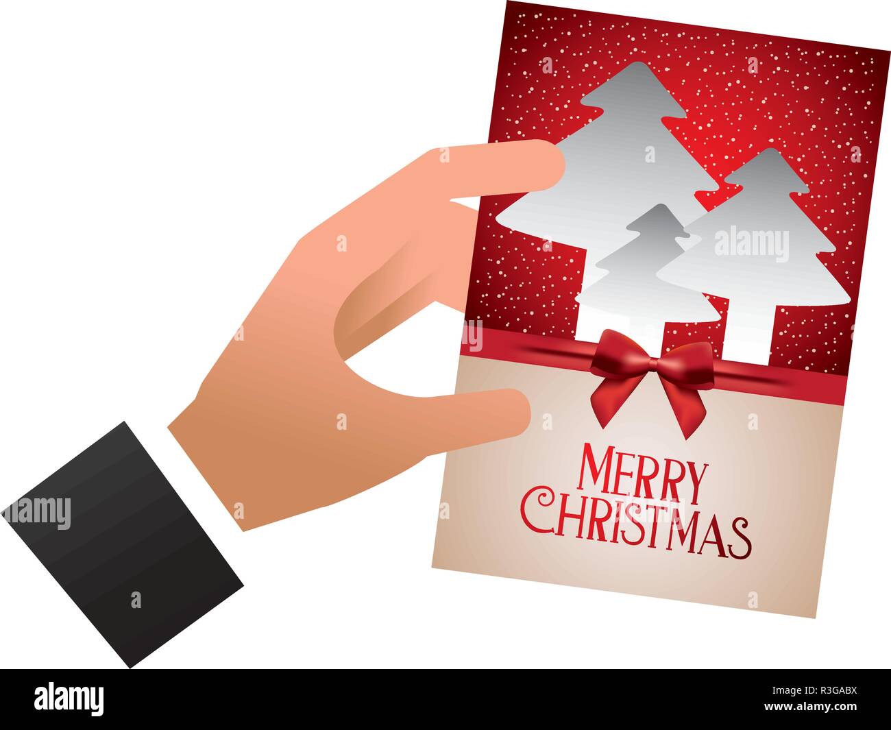 hand with greeting card merry christmas vector illustration Stock ...