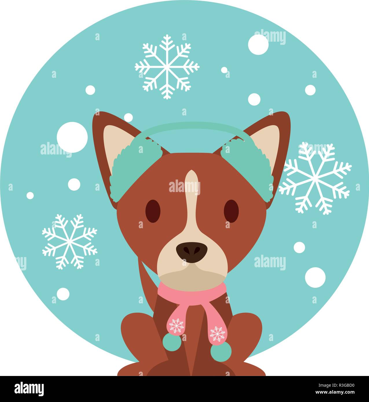 dog snowflake winter clothes christmas vector illustration Stock Vector ...