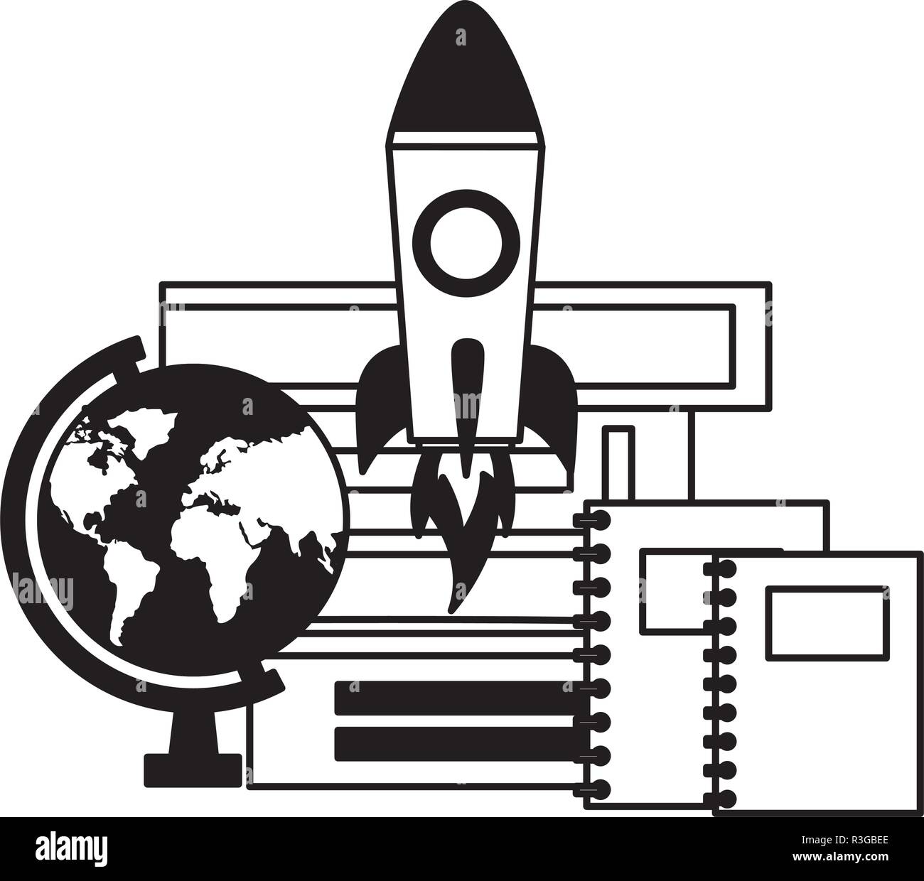 world rocket books education school vector illustration Stock Vector ...