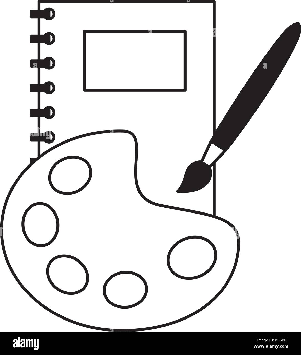 notebook palette color brush education school vector illustration Stock ...