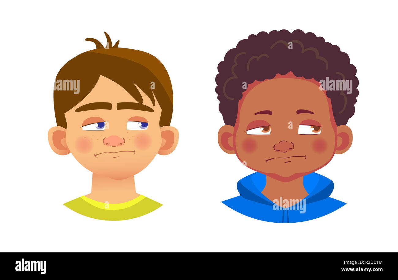 Boys character set. Emotions of children face. Face illustration Stock ...