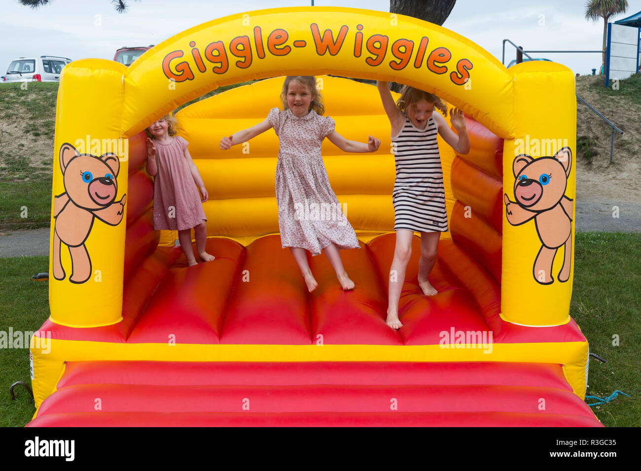 Children bouncy castle garden hi-res stock photography and images - Alamy