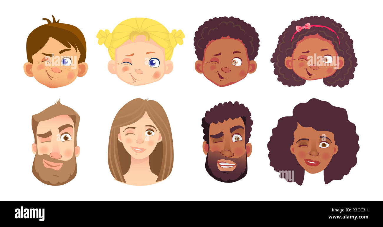 Emotions of human face set. Facial expression. Avatar illustration ...