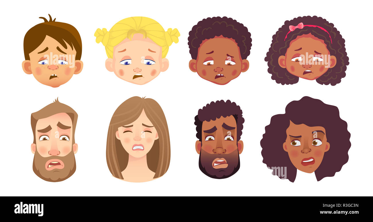 Emotions of human face set. Facial expression. Avatar illustration ...