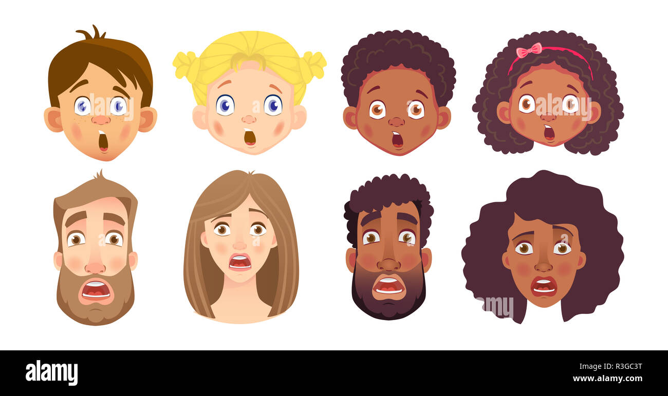 Emotions of human face set. Facial expression. Avatar illustration ...