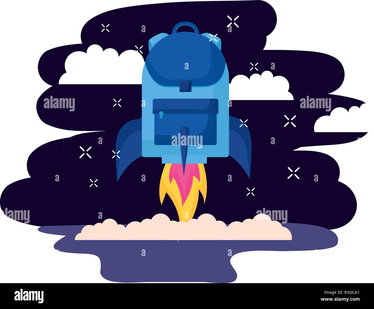 rocket backpack launch education on space background vector ...