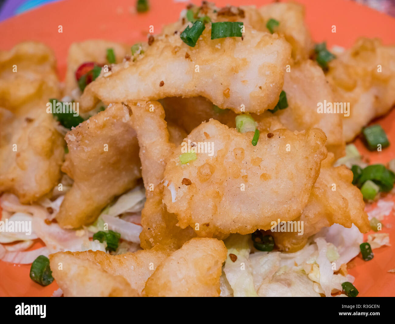 Close up shot of a Chinese style deep fried fish, ate at Los Angeles ...