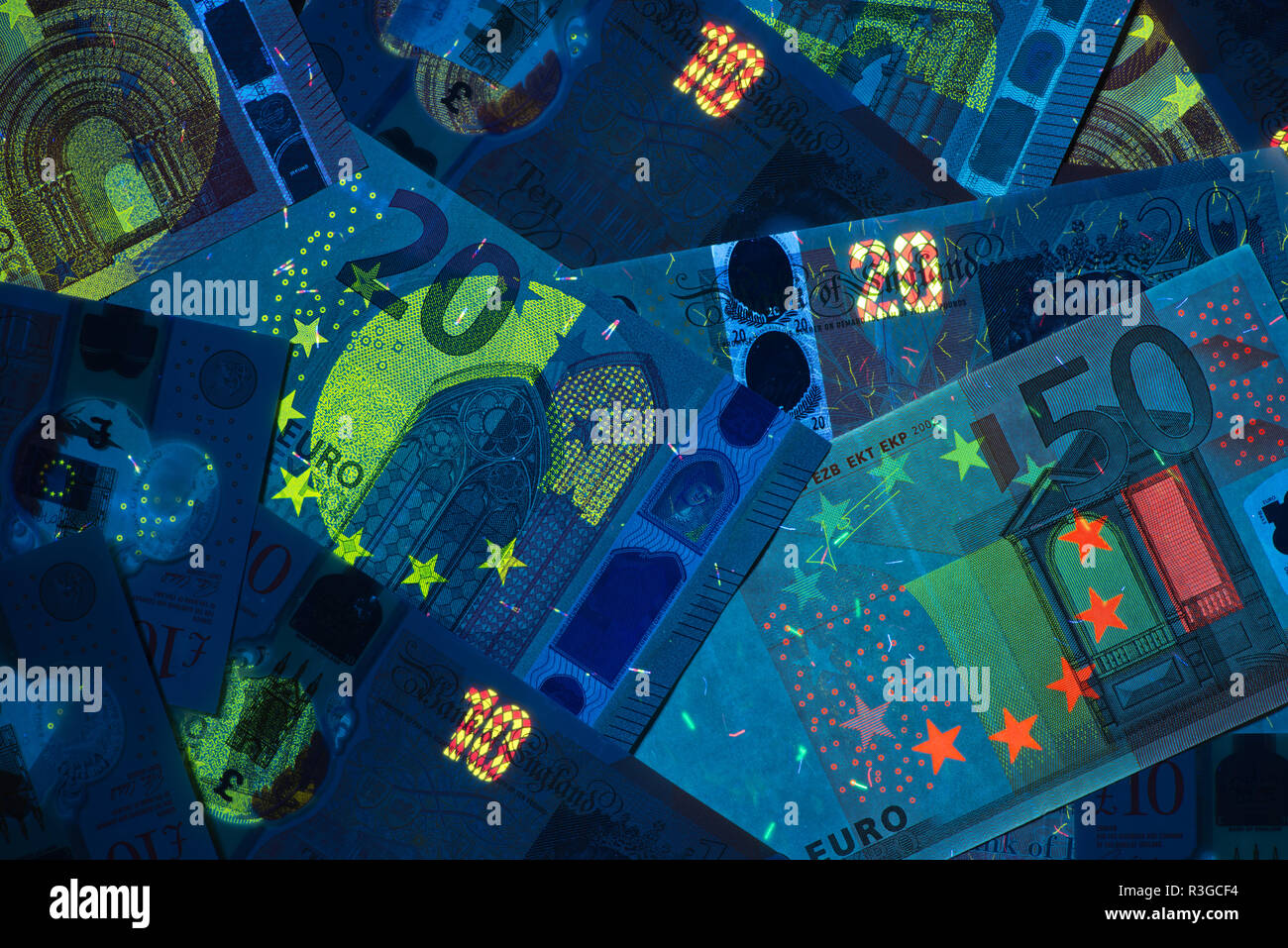 Identify genuine real Bank of England or Euro banknotes with invisible ...