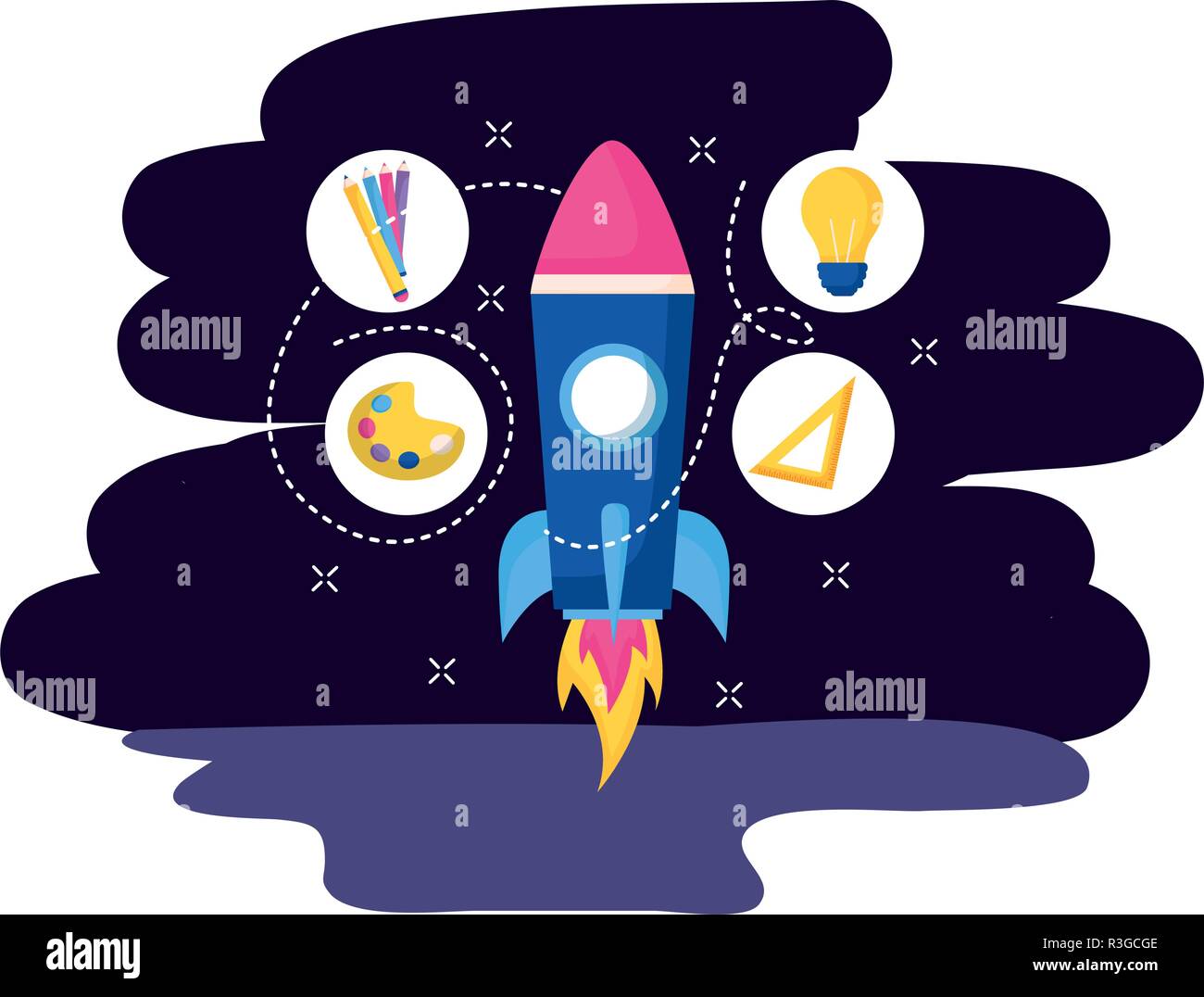 rocket education on space background vector illustration Stock Vector ...