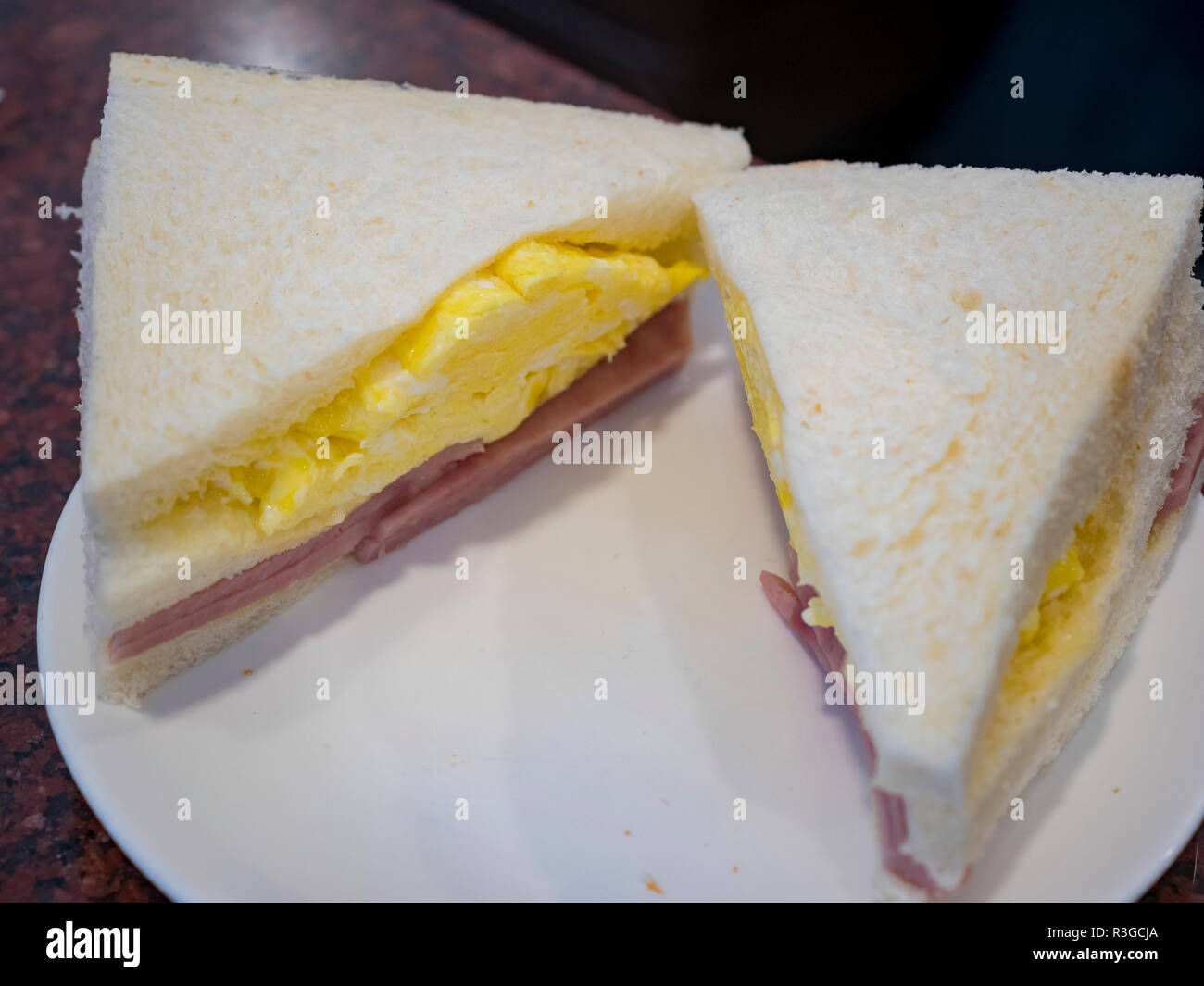 Close Up Shot Of A Macau Style Ham And Egg Sandwich Ate At Los Angeles