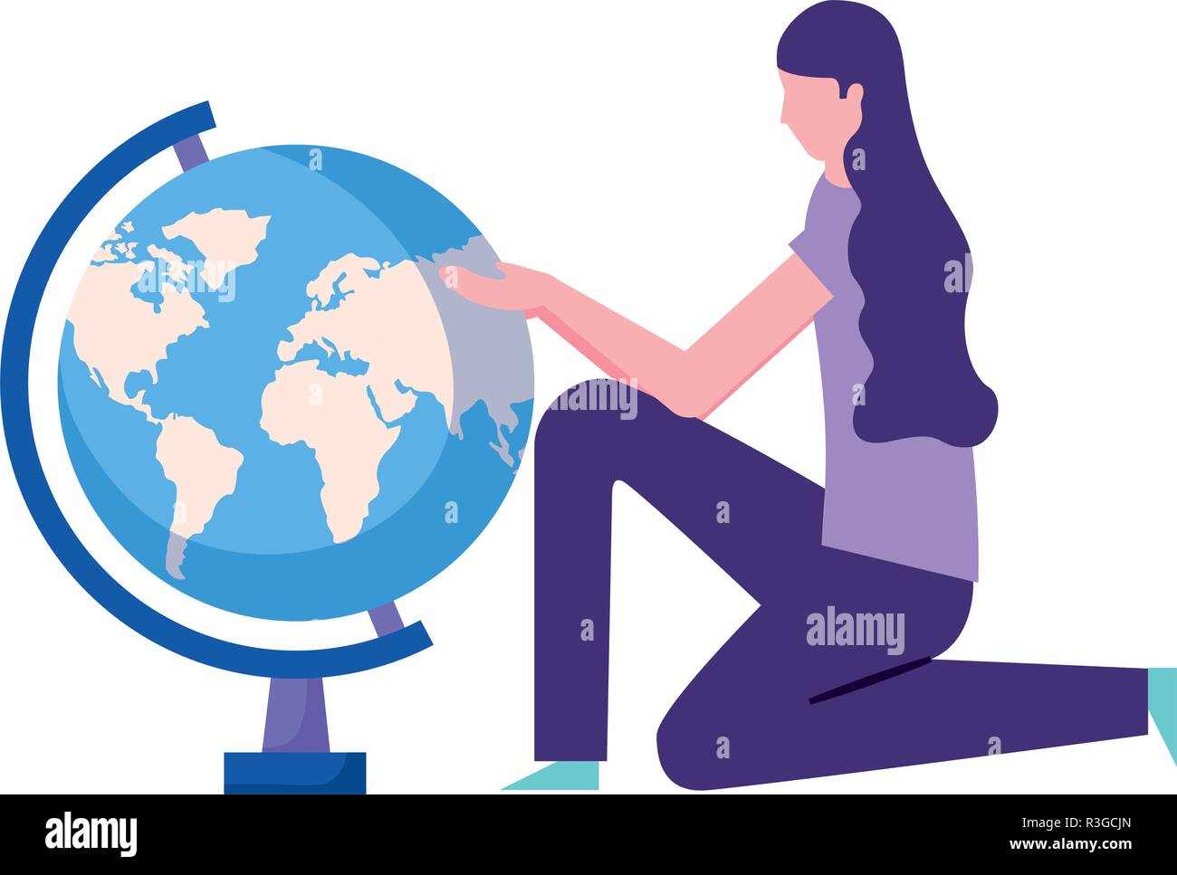 woman education school globe world vector illustration Stock Vector ...