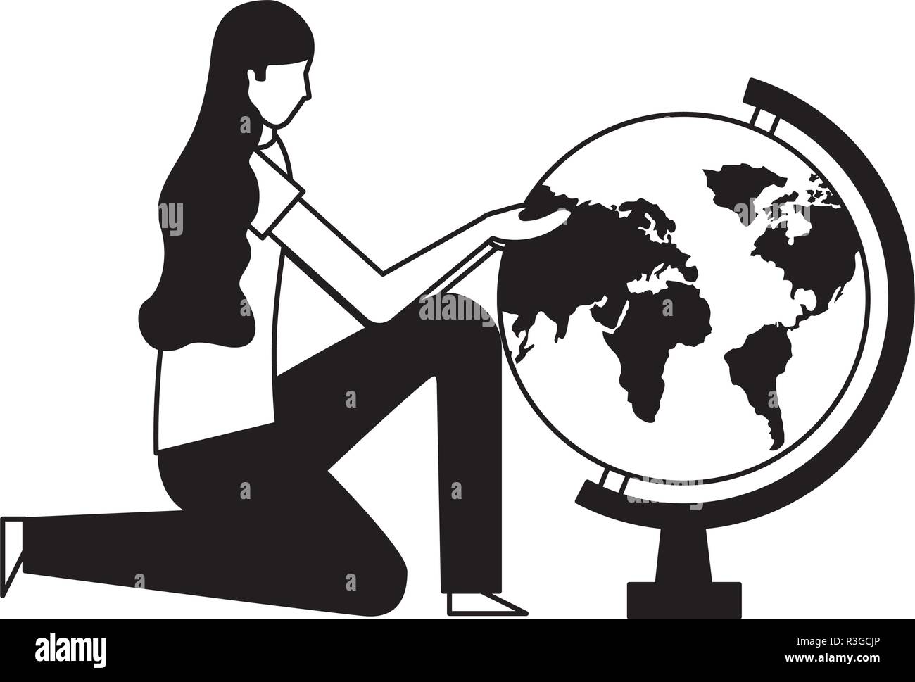 woman education school globe world vector illustration Stock Vector ...