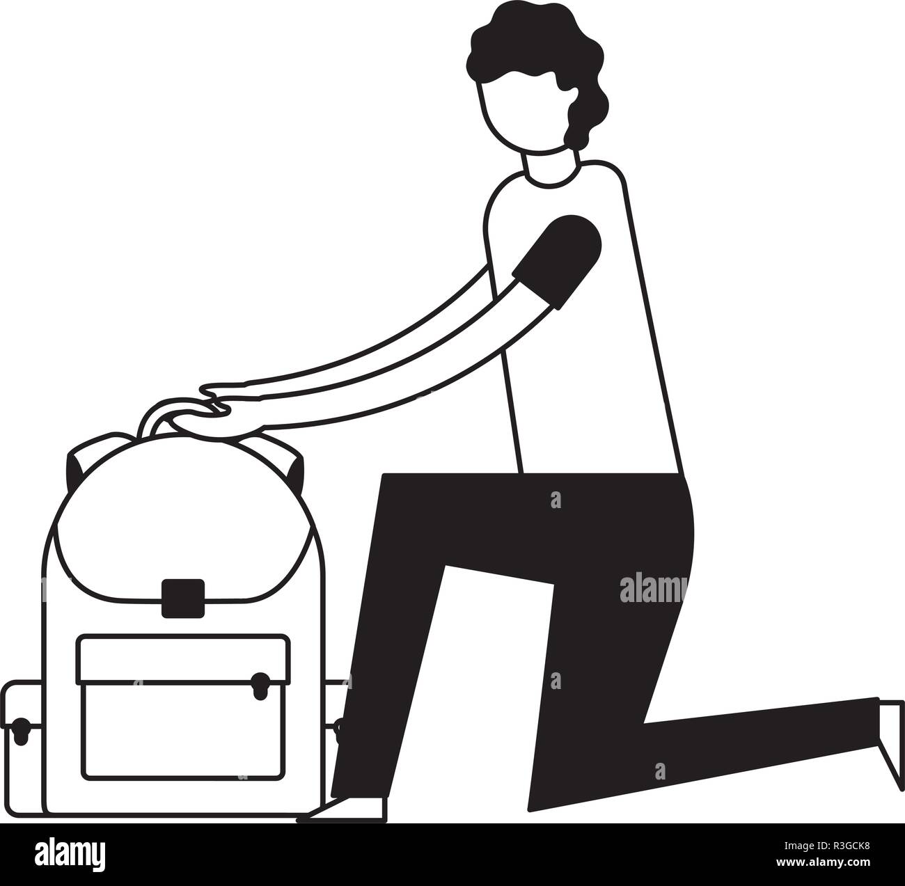 man with backpack education school vector illustration Stock Vector ...