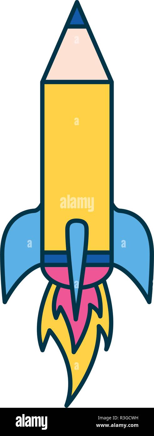 pencil rocket education on white background vector illustration Stock ...