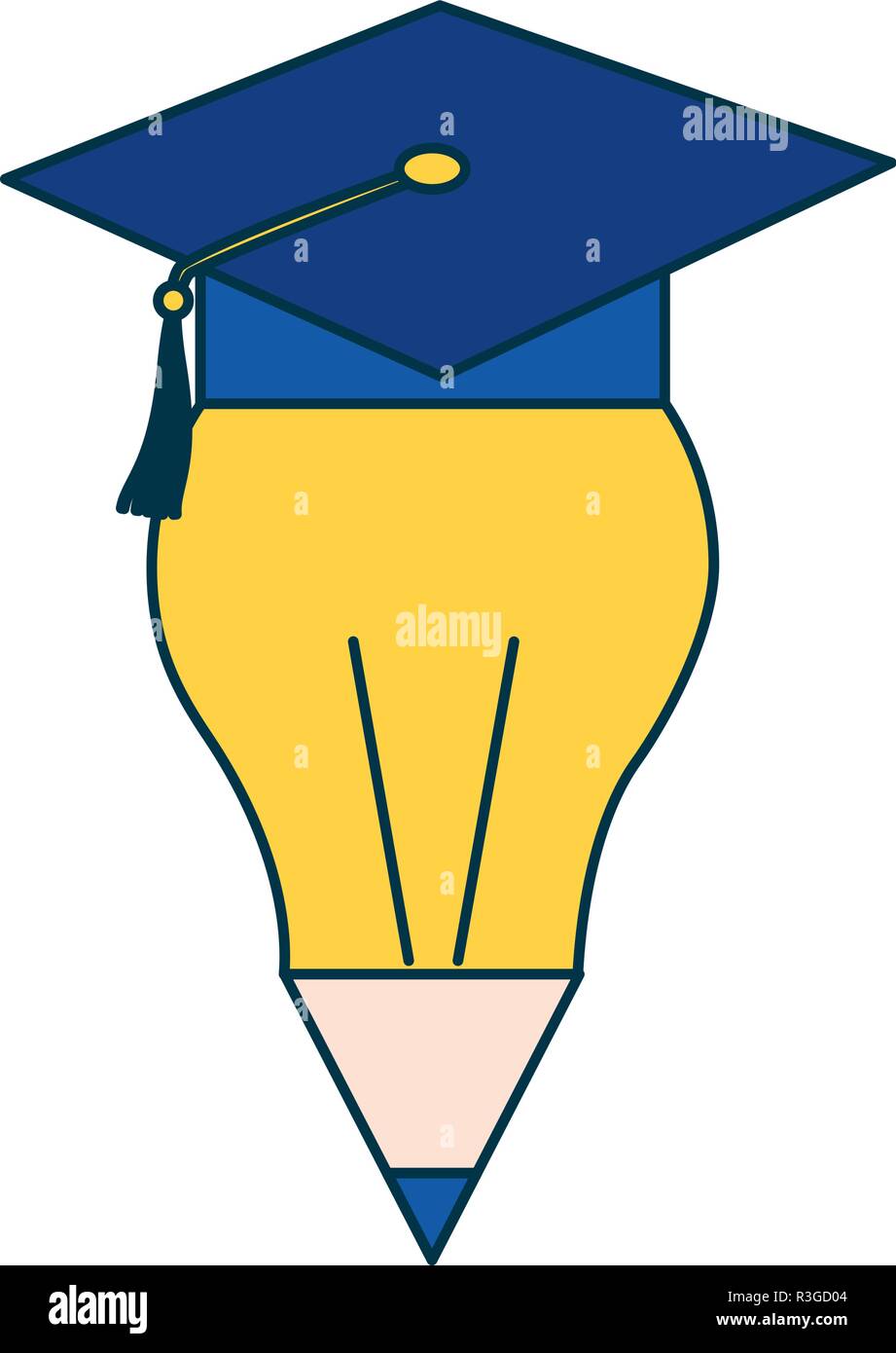 graduation hat pencil education school vector illustration Stock Vector ...