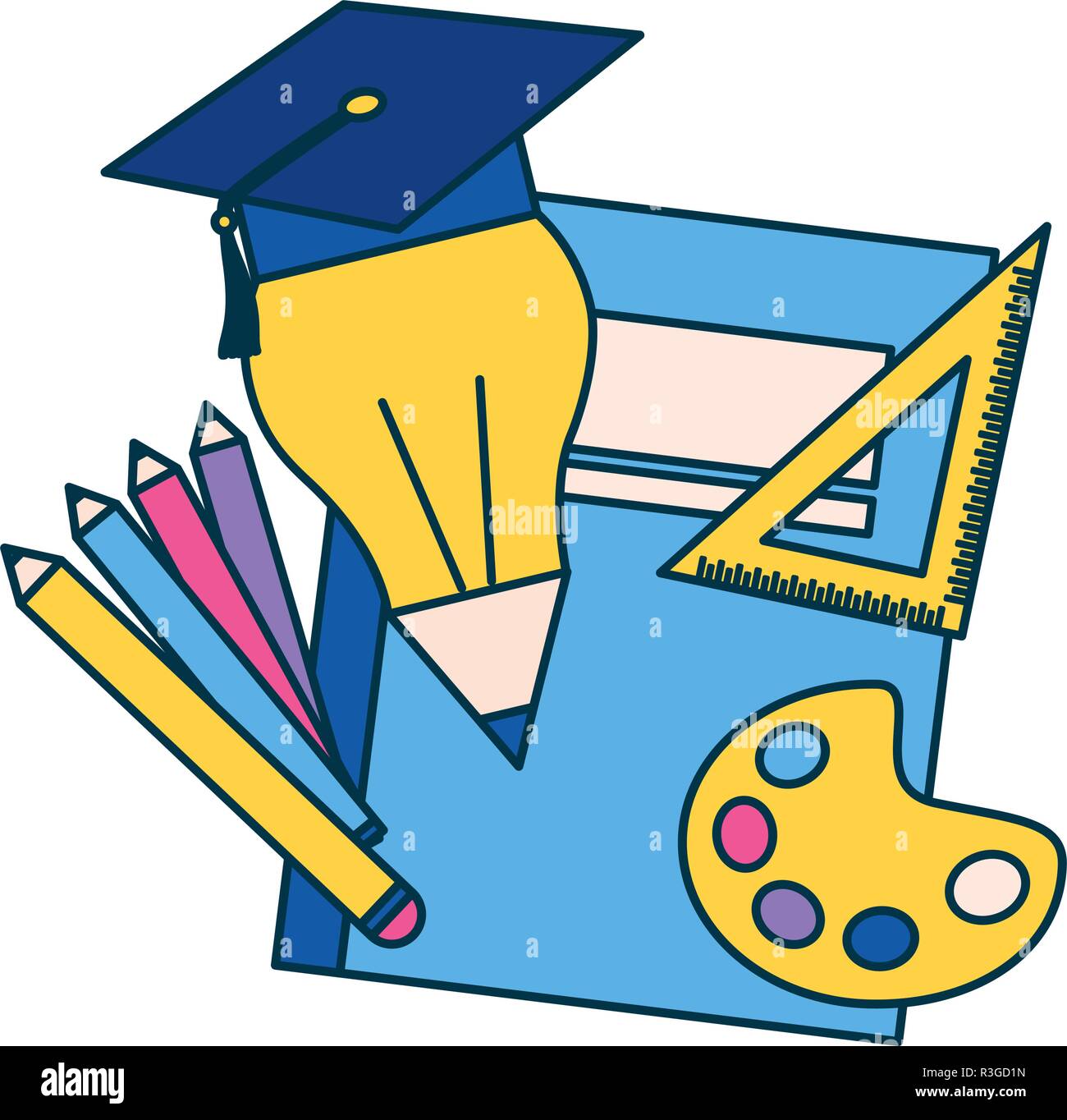 book pencil ruler education school vector illustration Stock Vector ...