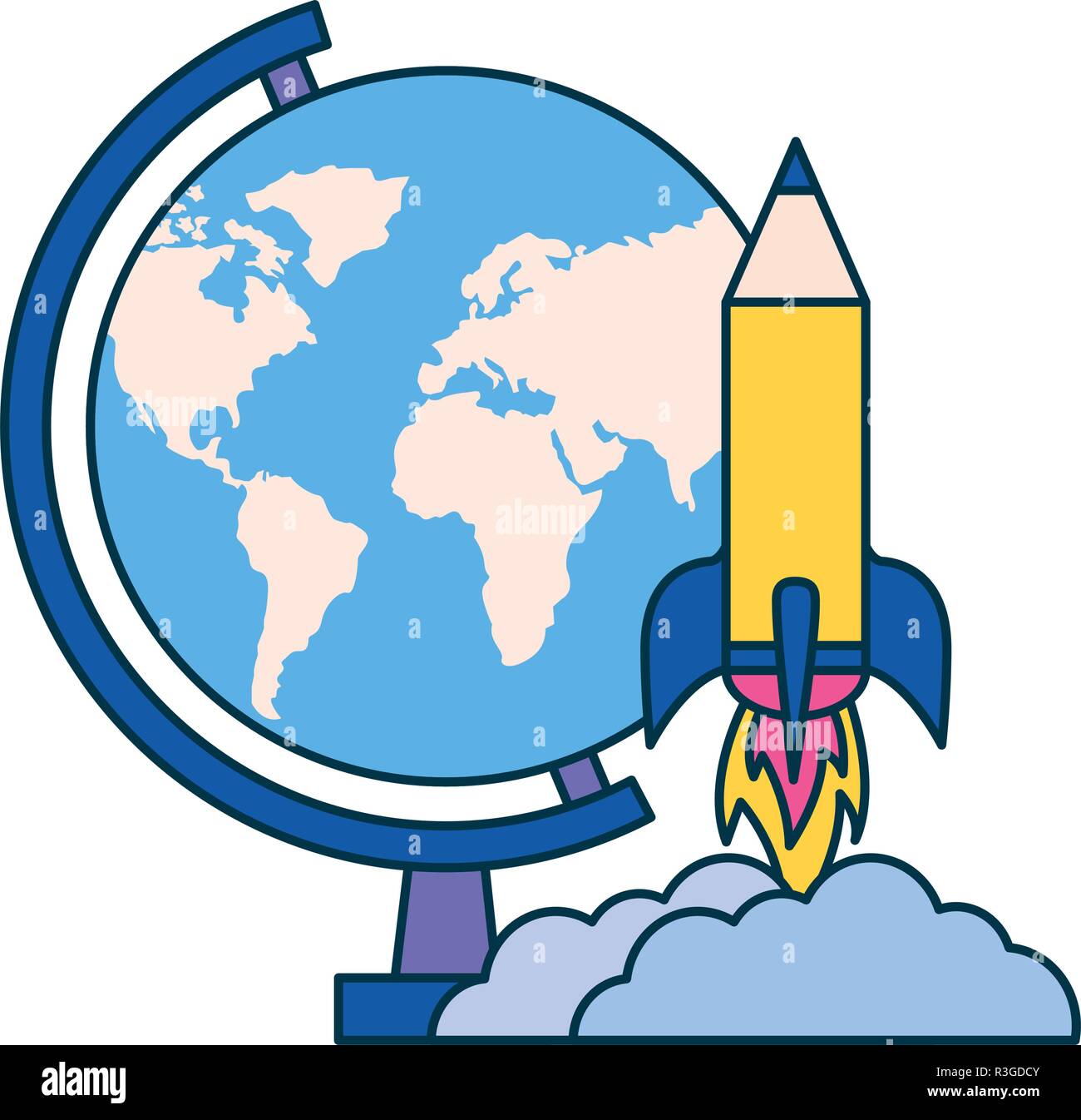 Paper rocket notebook school Stock Vector Images - Alamy