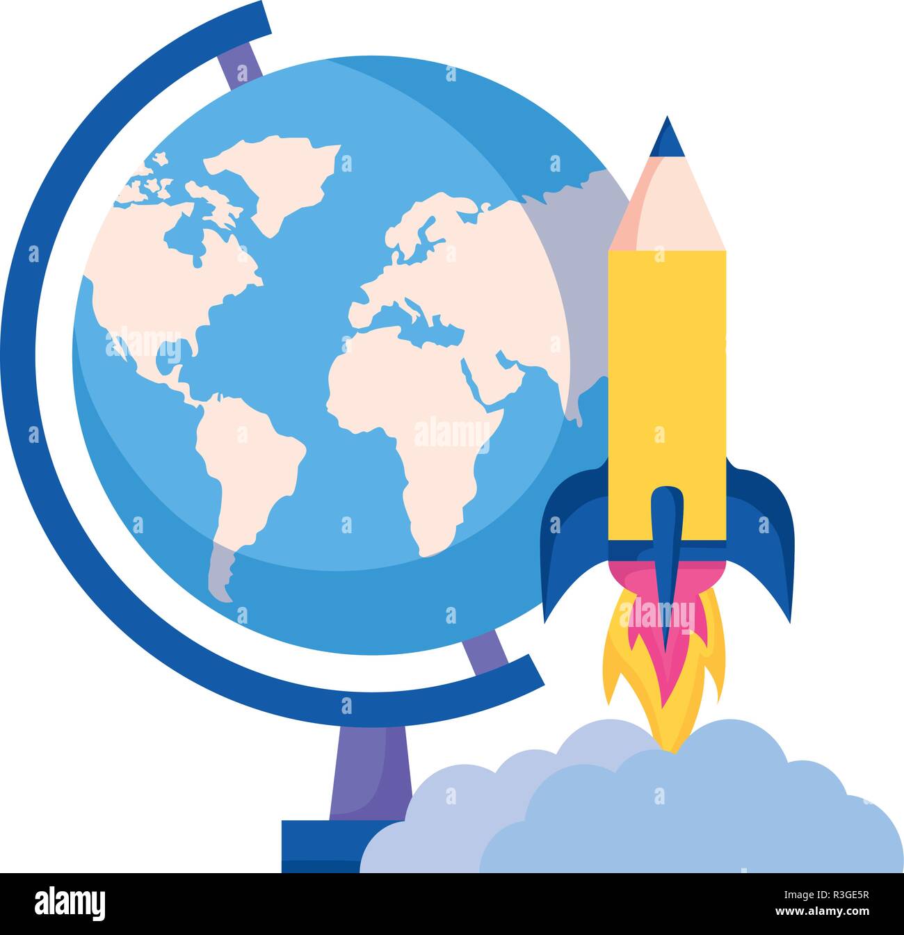 Paper rocket notebook school Stock Vector Images - Alamy