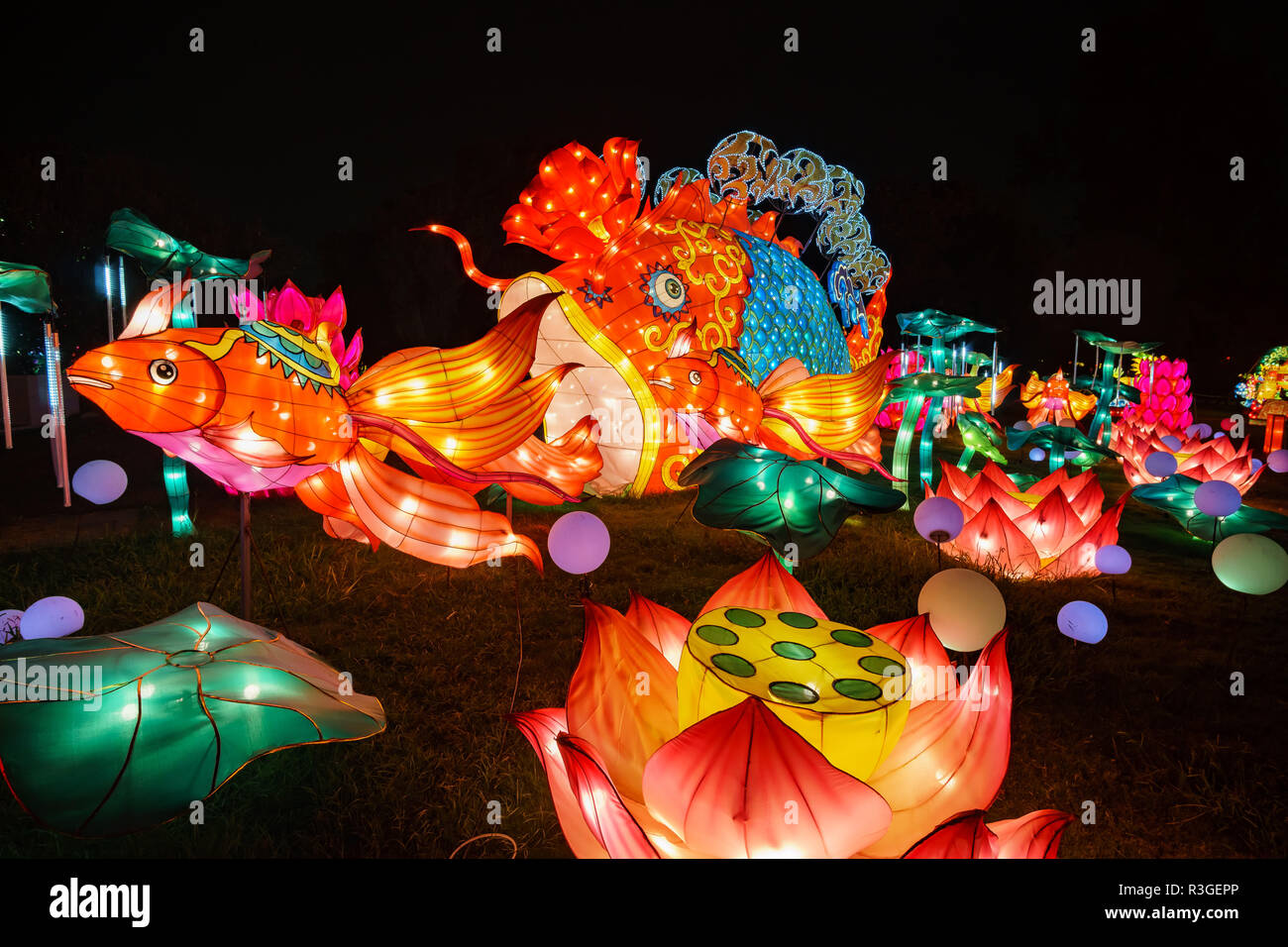 Los Angeles, NOV 21: Beautiful colorful lantern of Moonlight Forest ...
