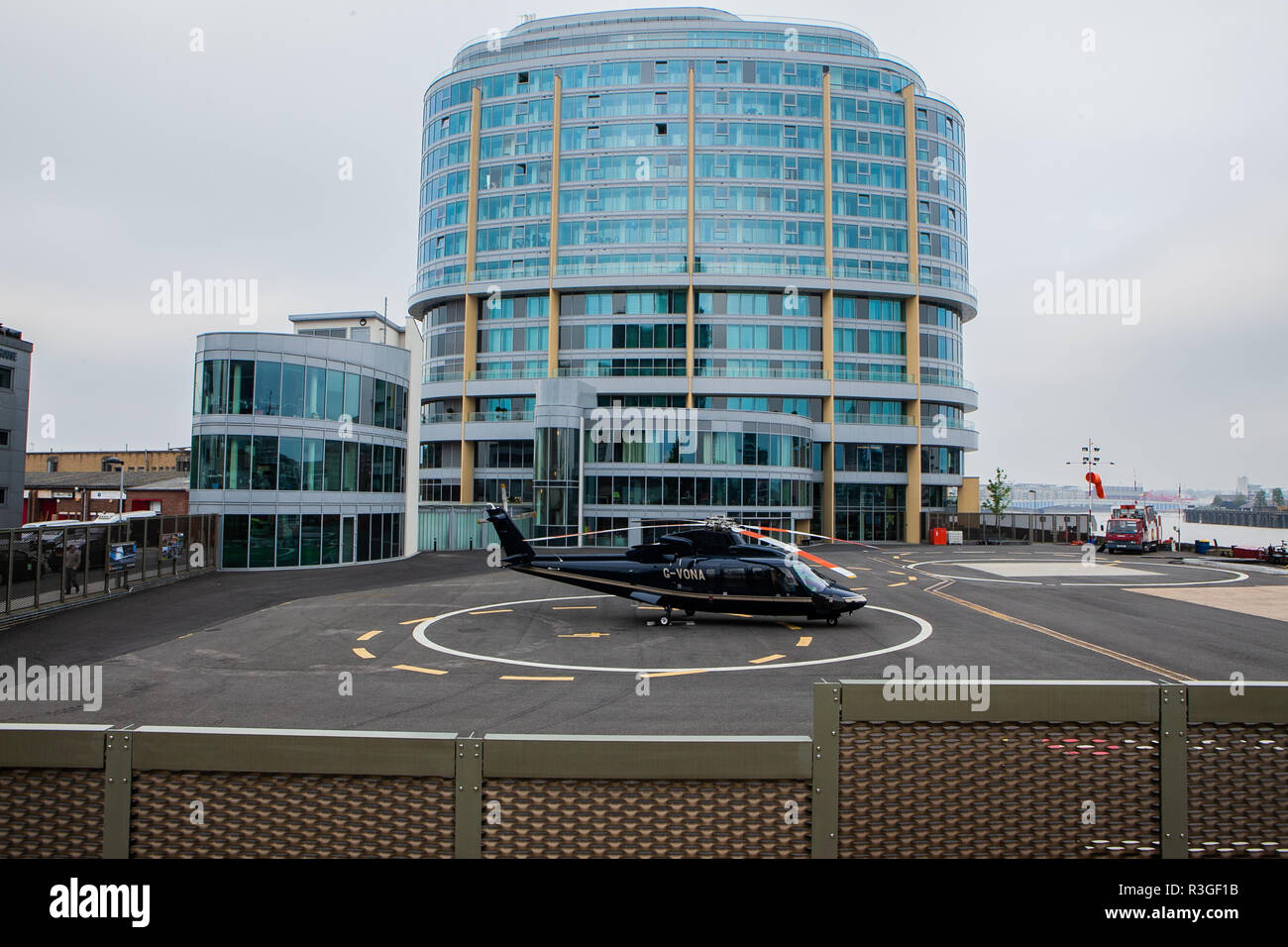 Battersea Heliport, on the River Thames, London, UK, closed Stock Photo ...