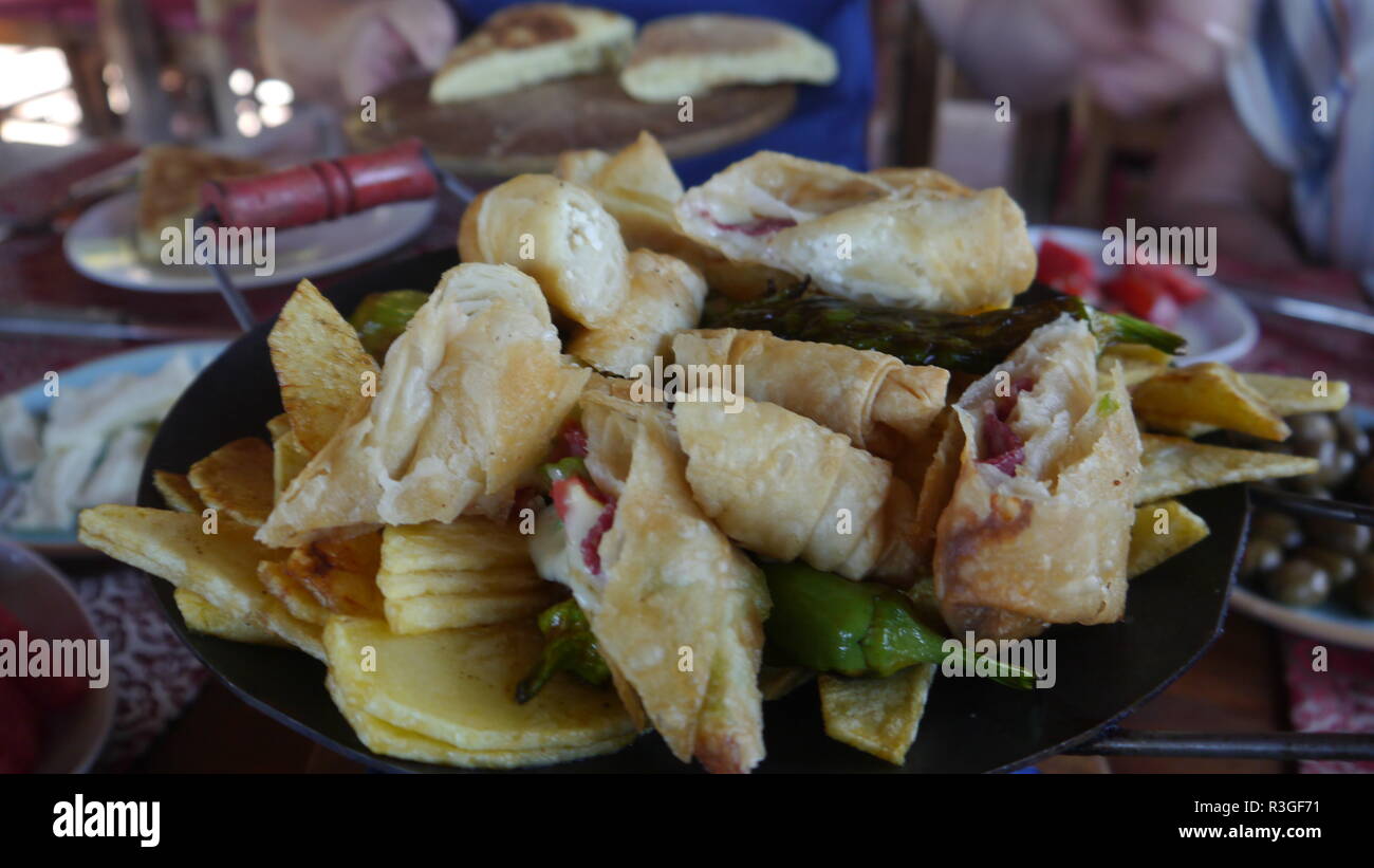 Turkish borek, Turkish breakfast pastries in Kayakoy, Turkey Stock ...