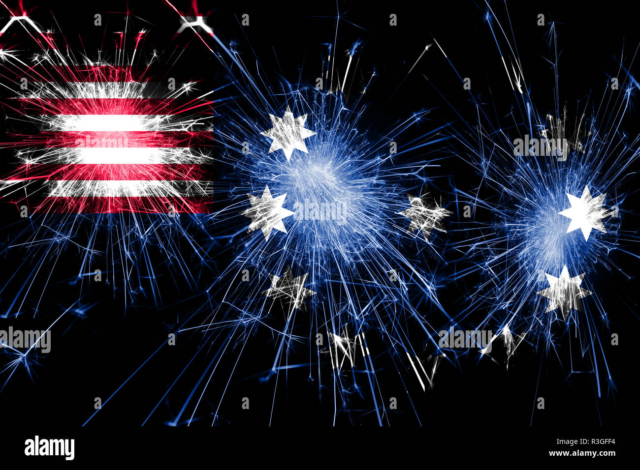 Easton, Pennsylvania fireworks sparkling flag. New Year, Christmas and ...